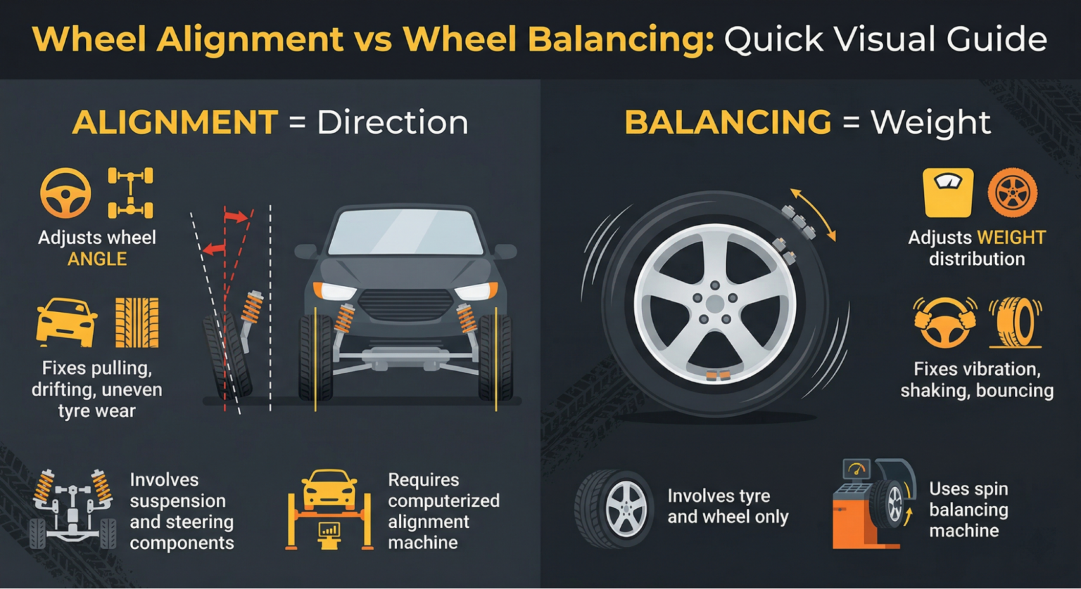 Wheel Alignment vs Wheel Balancing: Key Differences 2026